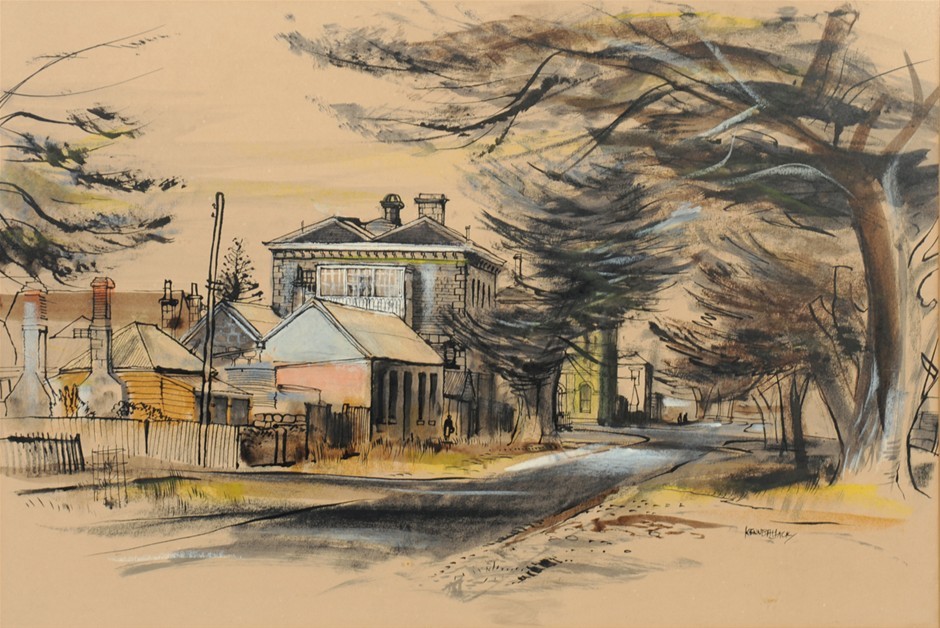 Kenneth Jack (1924-2006), Watercolour, "Cox Street, Port Fairy ...