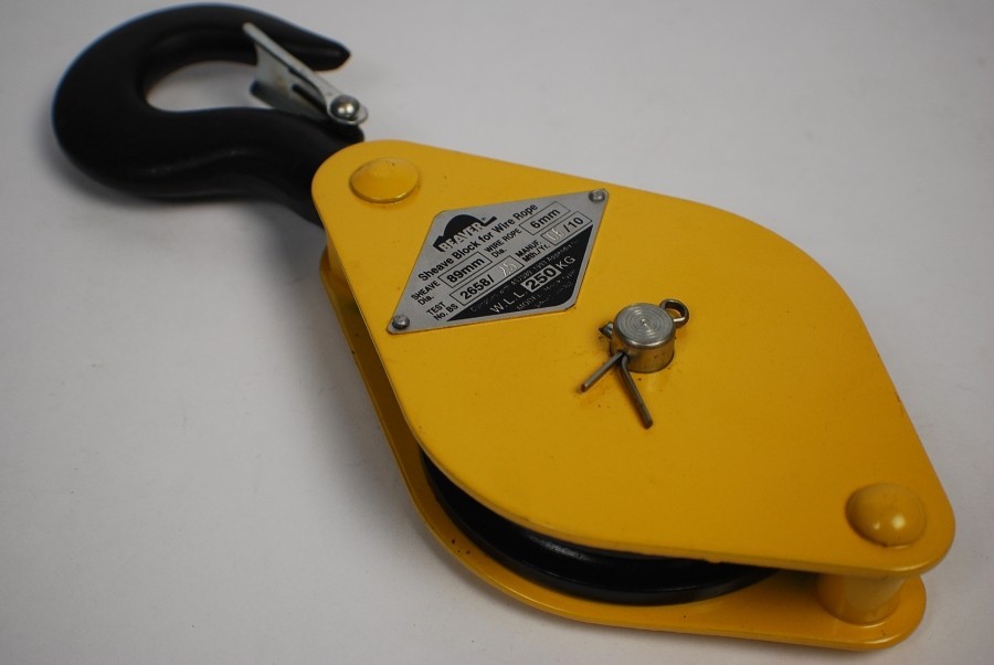 BEAVER Sheave Block, WLL 250kg, Sheave Dia. 89mm, Wire Rope Dia.6mm ...
