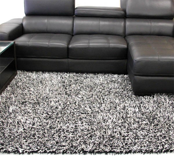 Buy Metallic Thick, Thin Shag Rug Black, Off White 280x190cm | Grays ...