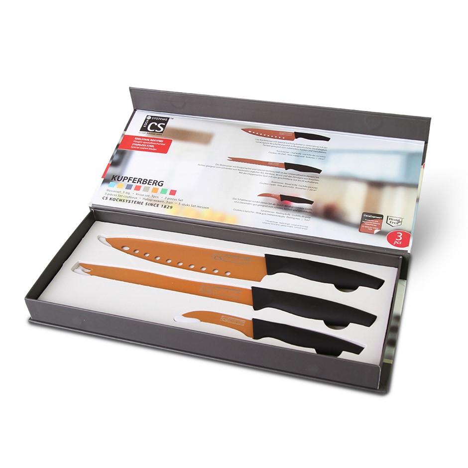 Buy Kupferberg 3pcs Knife Set Copper Color w/ Stainless Steel Gift Box ...
