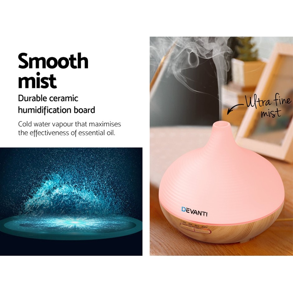 Buy DEVANTi Aroma Diffuser Aromatherapy Oil Ultrasonic LED Air Humidifier DW | Grays Australia