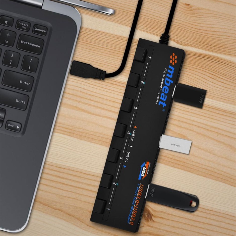 Buy mbeat USB-M43HUB 7 Port USB3.0 and USB2.0 Hub Manager | Grays Australia