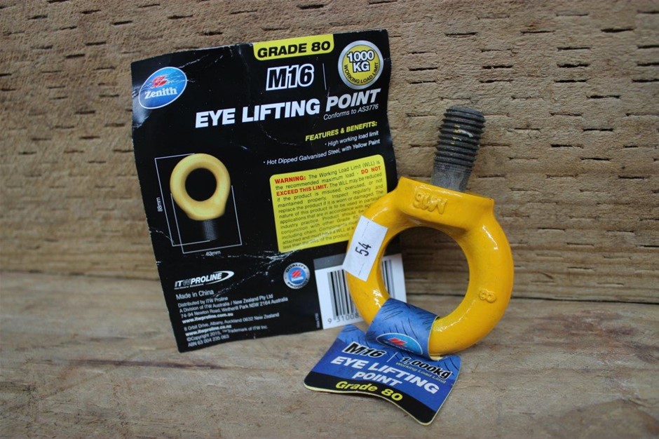 Zenith Eye Lifting Point - M16 Grade 80 - 1000kg Working Load Limit ...