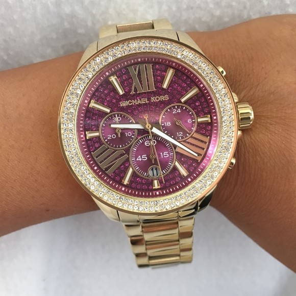 New hael Kors 'Wren' Fuschia gemstone stunning watch. Auction (0002 ...