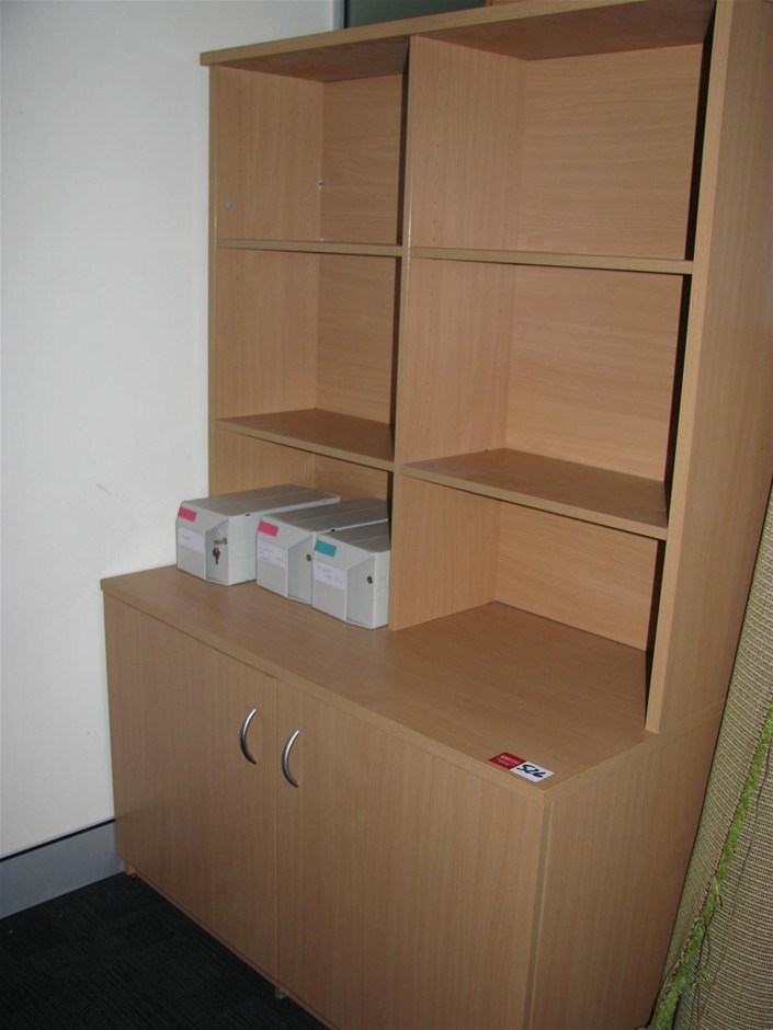 Credenza with hutch: Young beech timber laminate finish with 2-door ...