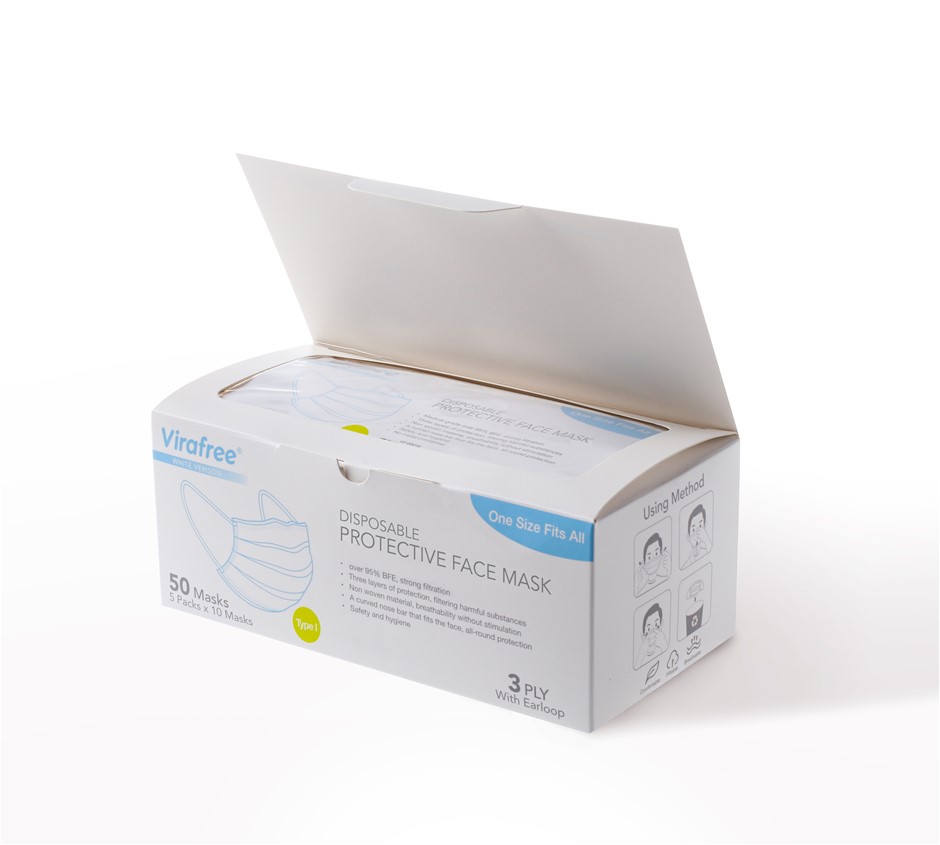 Buy Virafree TGA Approved 3ply Surgical Face Masks 50-Pack - White ...