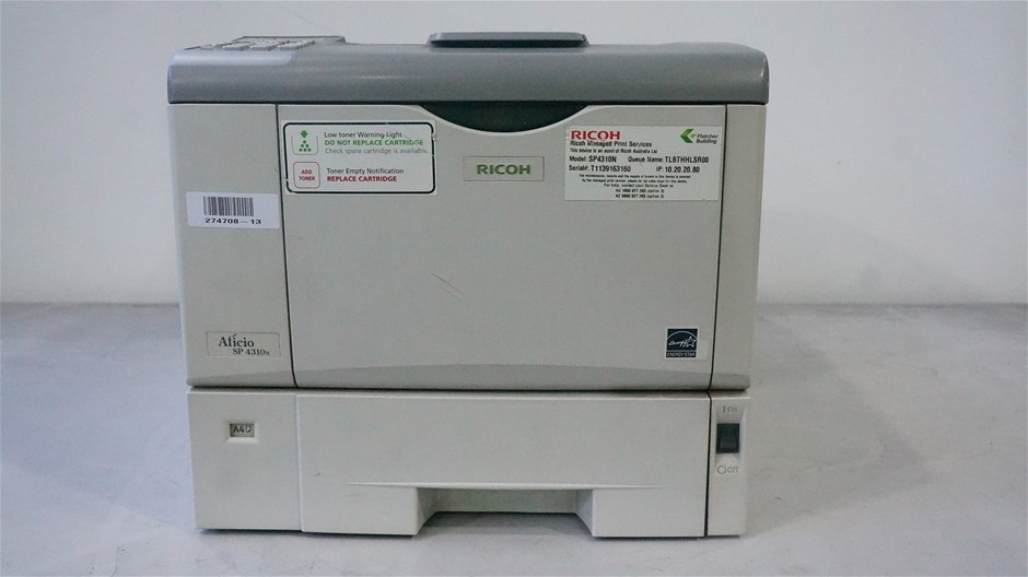 Ricoh Aficio SP-4310N - Monochrome Laser Printer Auction (0001-2529885 ...