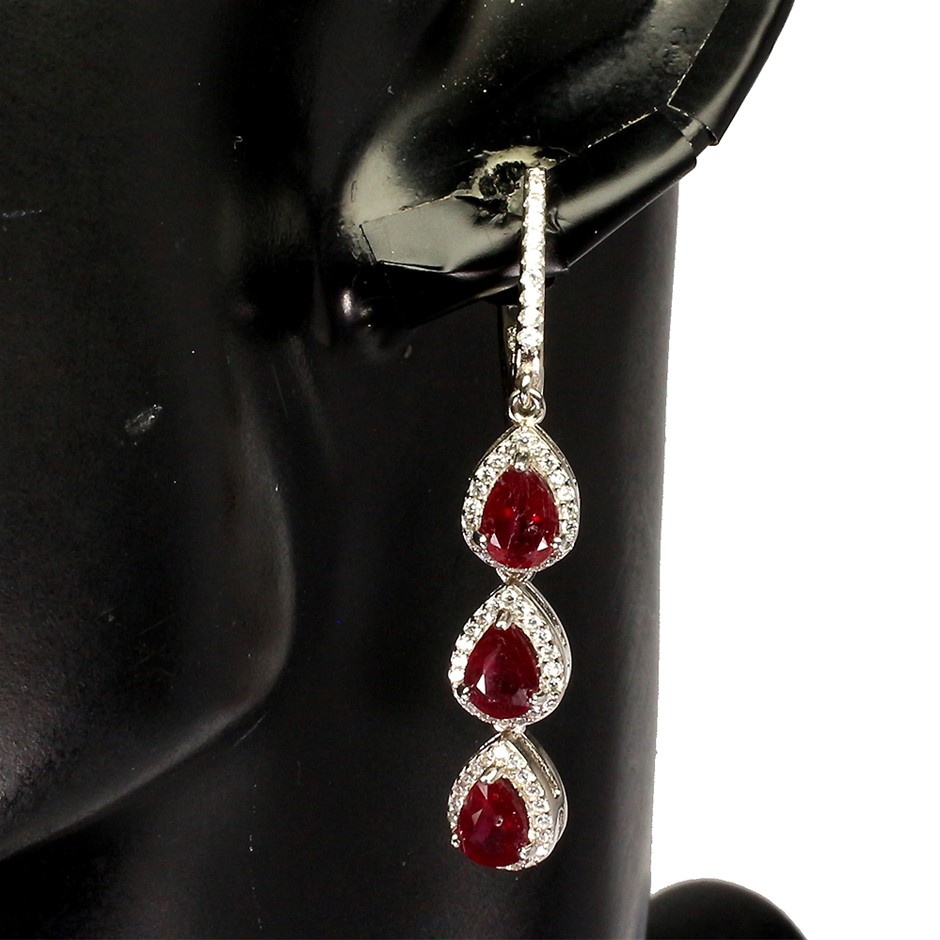 Glorious Genuine Blood Red Ruby Drop Earrings. Auction (0001-2533538 ...