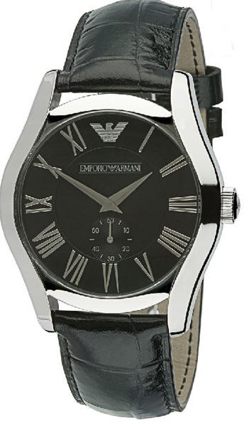 Buy Men's Emporio Armani Black Croc Embossed Leather Strap Watch AR0643 ...
