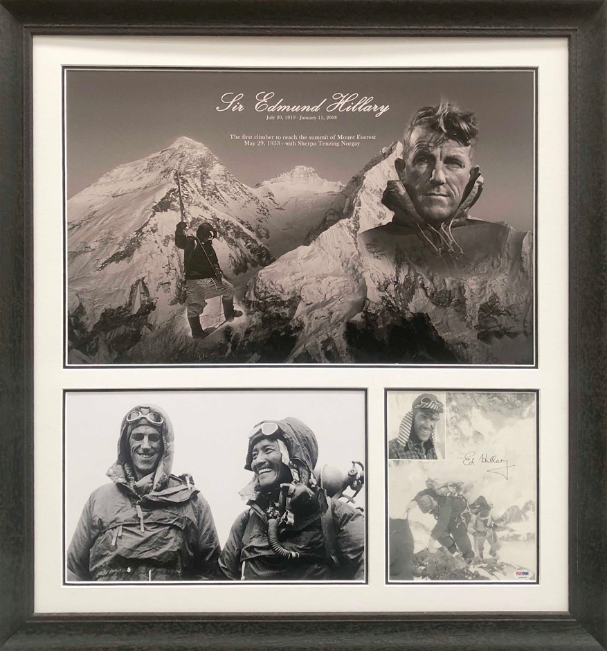 Sir Edmund Hillary Signed Everest Photo - PSA DNA Certified Auction ...