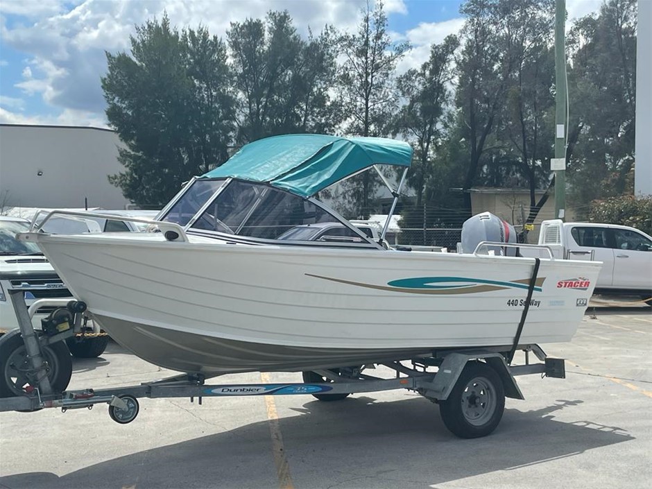 Circa 2006 Stacer 440 Seaway Boat, 40hp Mariner, Dunbier Trailer ...