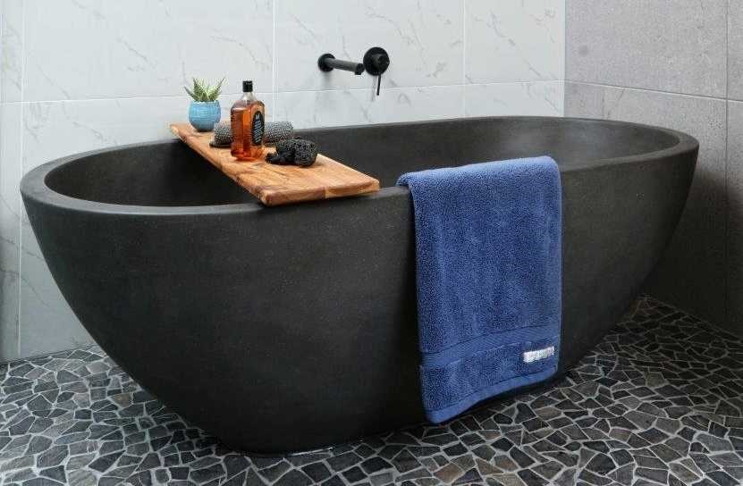 Dark Grey Freestanding Natural Stone Made Bathtub, Dims: 1500 x 700 x ...