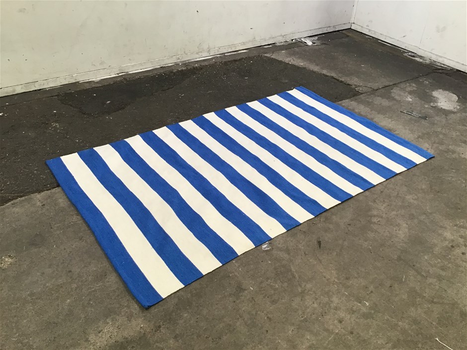 Blue & White Striped Rug Auction (0022-7039573) | Grays Australia