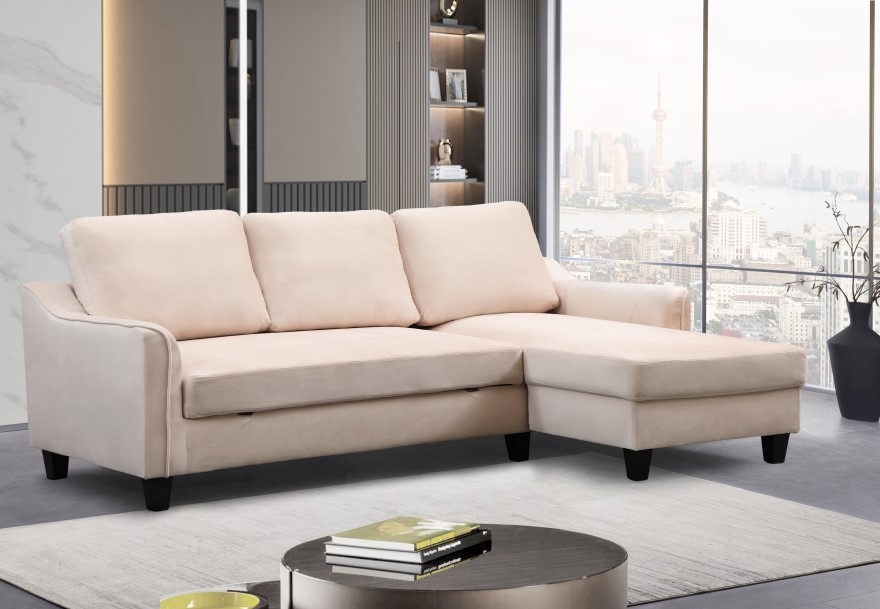 Prinz convertible velvet lounge with chaise – White Auction (0001 ...