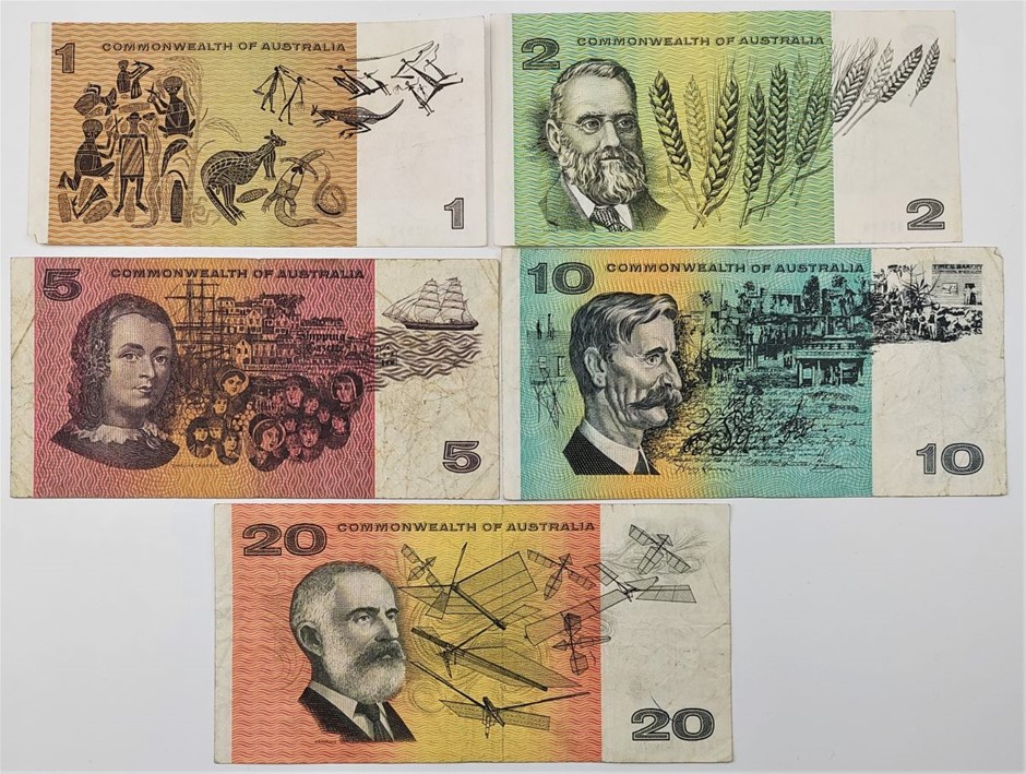 Commonwealth of Australia Paper Decimal Banknotes - $1, $2, $5, $10 ...