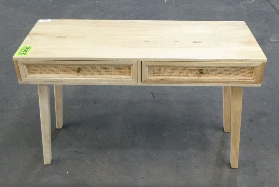 JL Tulum Desk Natural Rattan 1150L x 400W x 780H NOTE: Marks & Auction ...