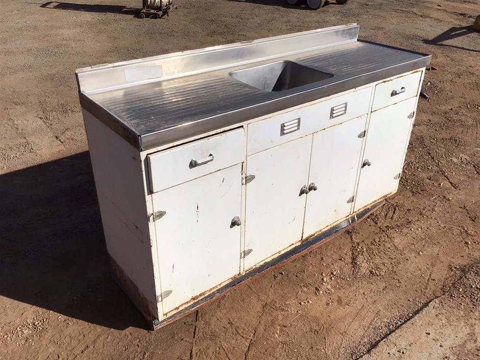 Metal 4 Door Storage Unit with Stainless Steel Sink Auction (0080 ...