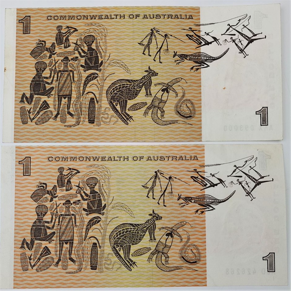 2 x Commonwealth of Australia $1 Paper Banknote Auction (0016-2548695 ...