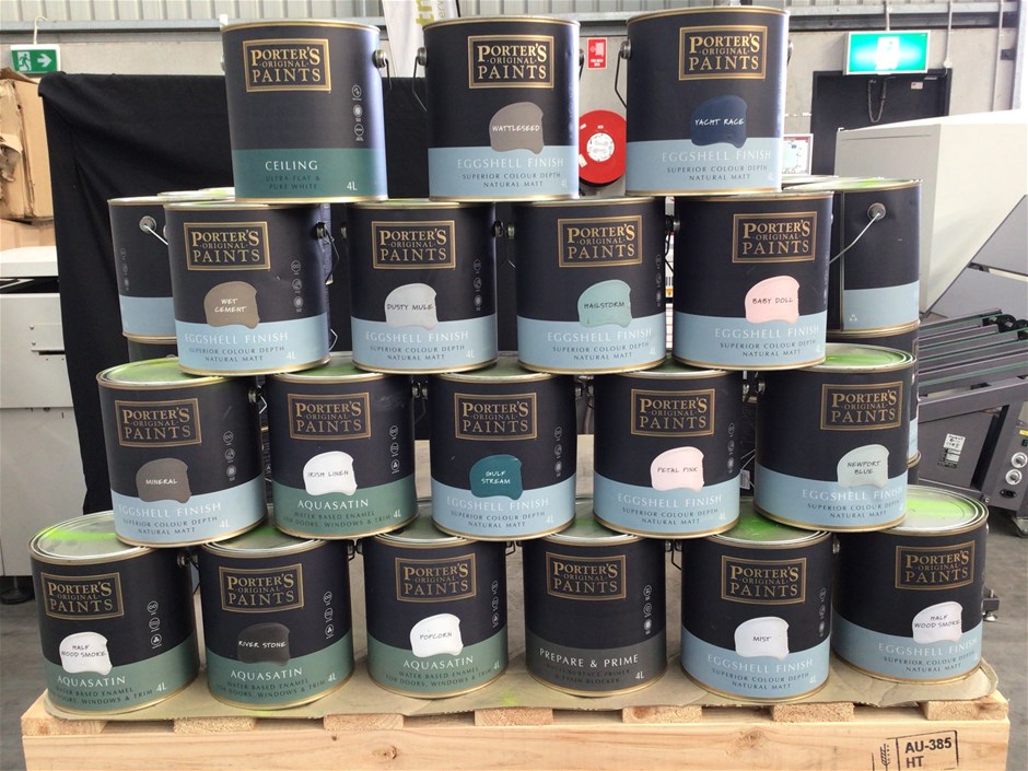 39 x Assorted 4 Litre Tins of Porter’s Original Paints Auction (0037 ...