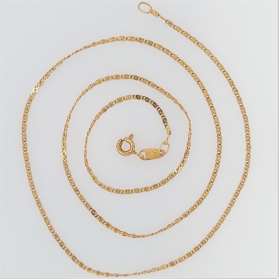 18CT Y/G Fine Greek Key Link Chain Auction (0090-2545821) | Grays Australia