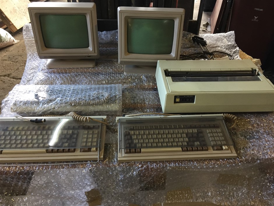 Retro computer parts, 2 x screens 3 x keyboards, 1 x printer. Auction ...
