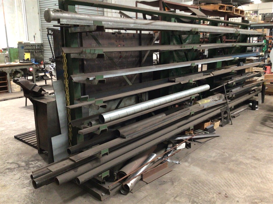 Larg Quantity Assorted Steel Pipes and Strips with Large Metal Stand ...