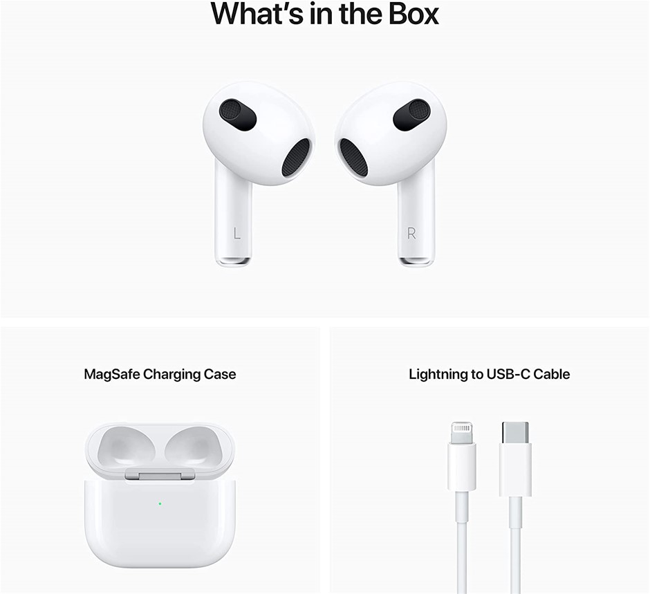 APPLE AirPods (3rd Gen), Model A2565 A2564 A2566. Serial No. M561GC4LVY ...