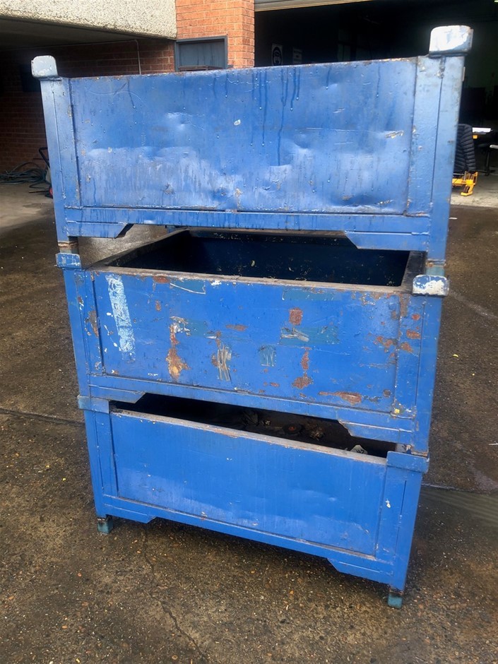 Metal Bins Blue One Damaged Auction (0359-5049947) | Grays Australia