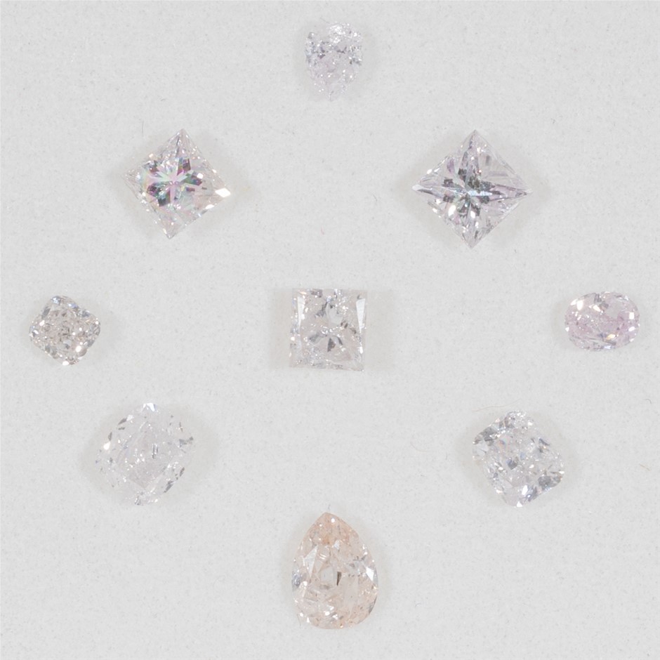 1.03ct 9-Piece Loose Premium White/Faint Pink Diamond Arrangement ...