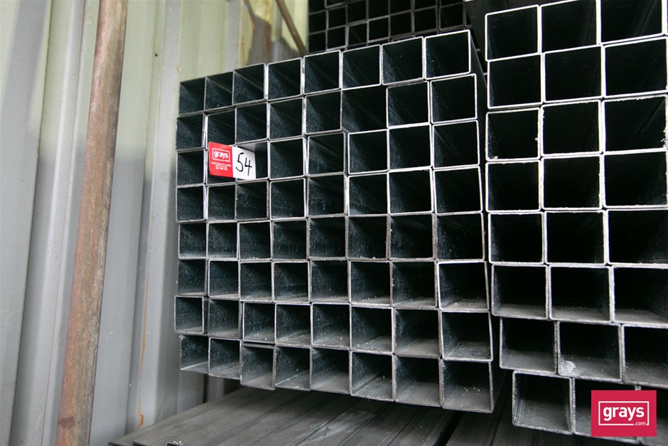 Unused 50mm x 50mm x 8Mtrs of SHS Galvanise in Pack of 64 Piece Auction ...