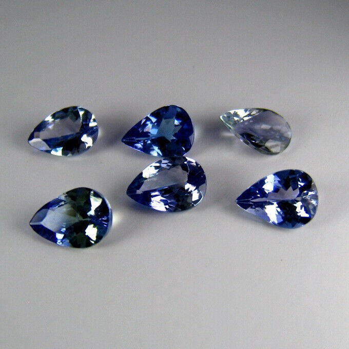 Six Loose Pear Shaped Natural Tanzanites, 4.14ct In Total Auction (0009 ...
