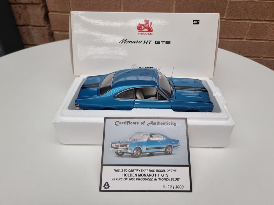 “Monza Blue” 1969 Holden Monaro HT GTS Coupe White Trim 1/18 Scale ...