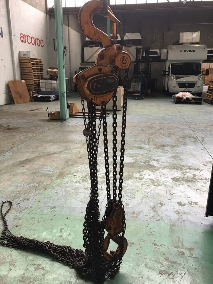 PWB Anchor 7.5 Ton x 6 Meter Drop Chain Hoist Block and Tackle Auction ...