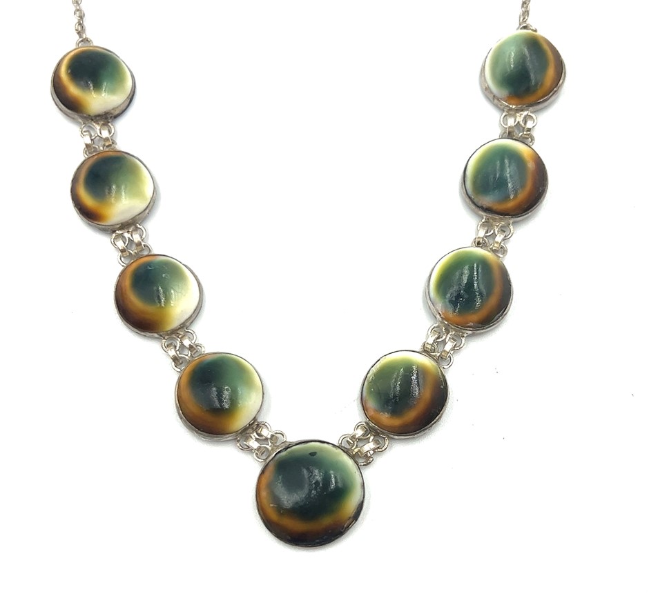Cat Eye Shell Sterling Silver Necklace Auction (0065-2547879) | Grays ...