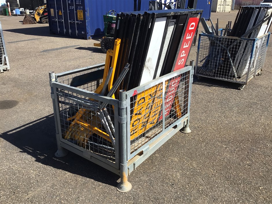 Stillage qty various road signs and stands Auction (0313-7042323 ...