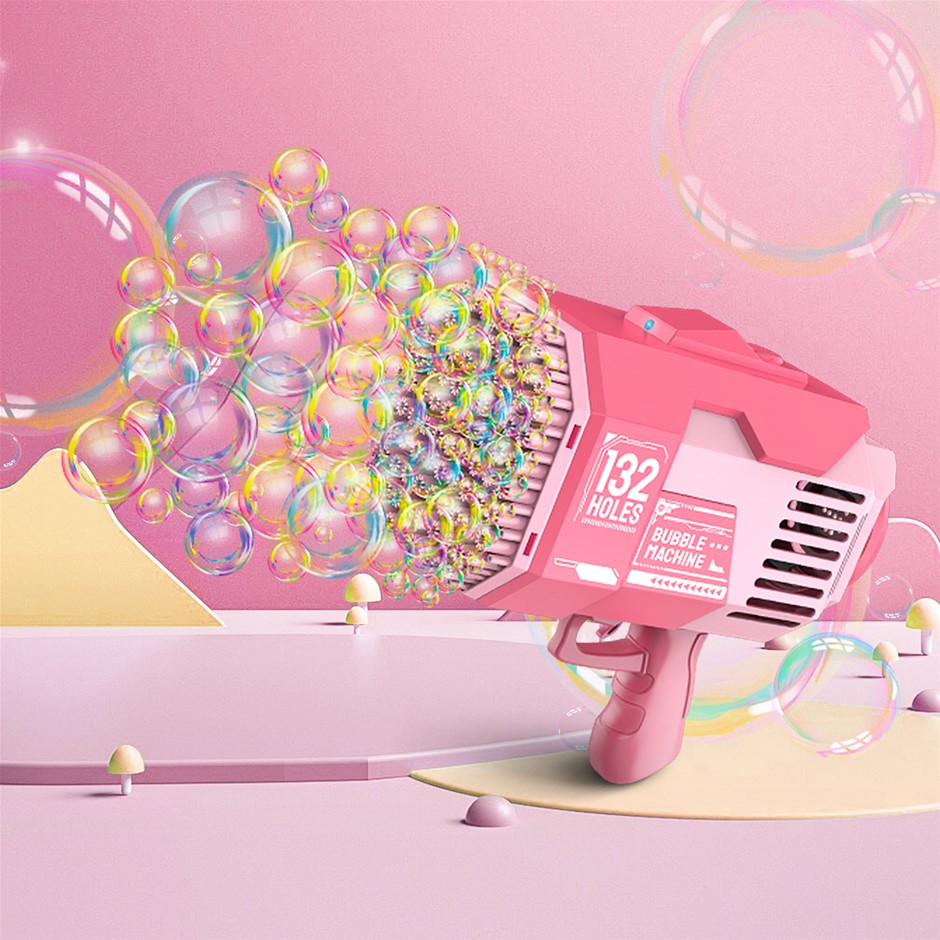Buy 132 Holes Bubble Gun with Lights for Kid Adult Pink | Grays Australia