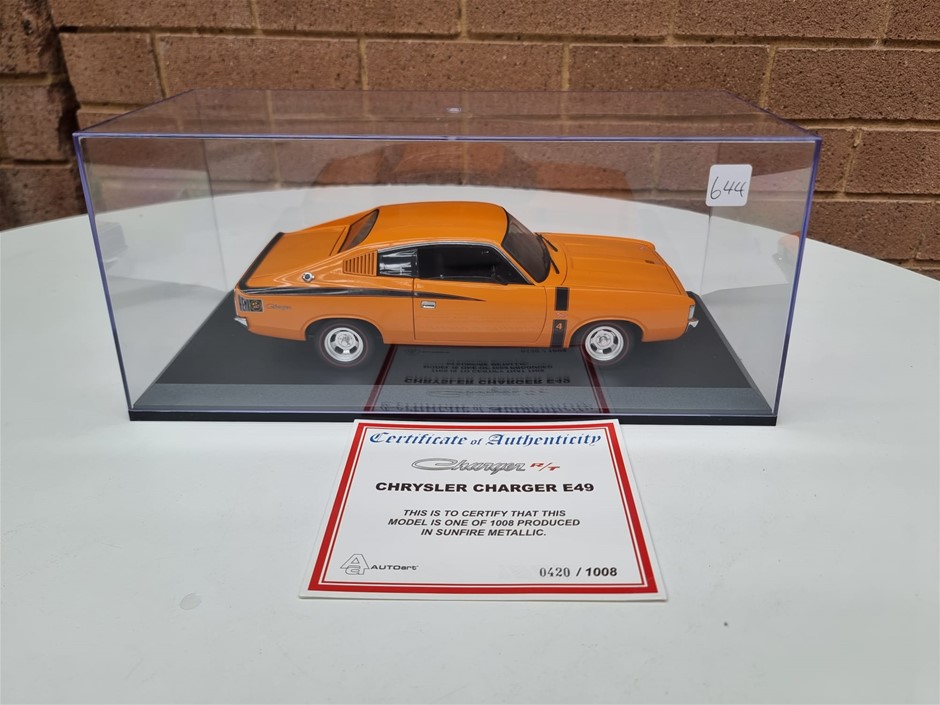 “Sunfire Metalic “ Chrysler Charger R/T E49 Black Trim 1/18 Scale Model ...