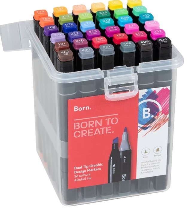 Box of Born To Create Coloured Art Markers Auction (0050-2186994) | Grays Australia