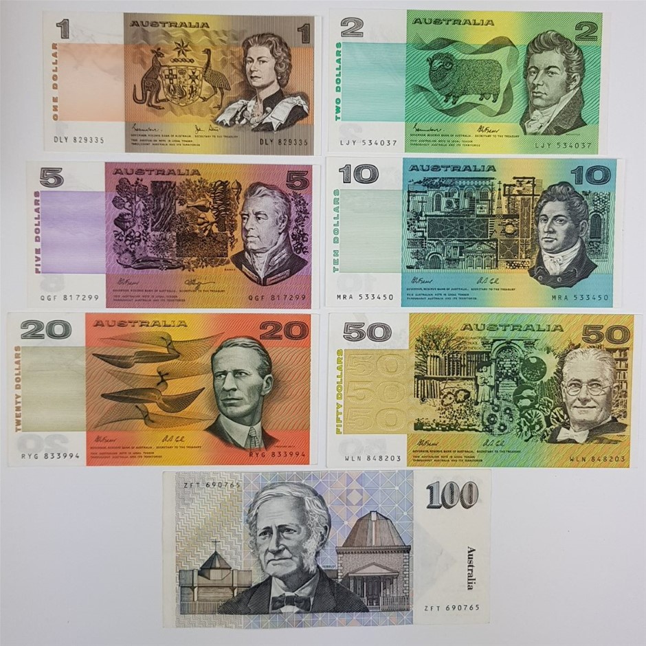 SUPERB Australian Paper Banknote Set $1 to $100 Auction (0022-2549215 ...