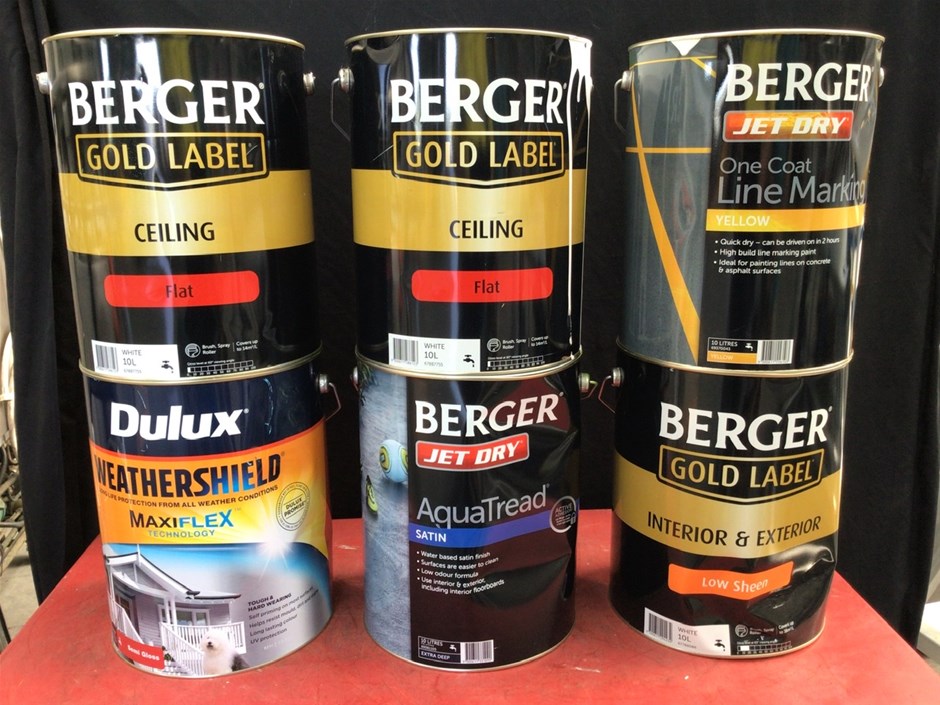 6 x Assorted 10 Litre Tins of Paint Auction (0030-3024239) | Grays ...