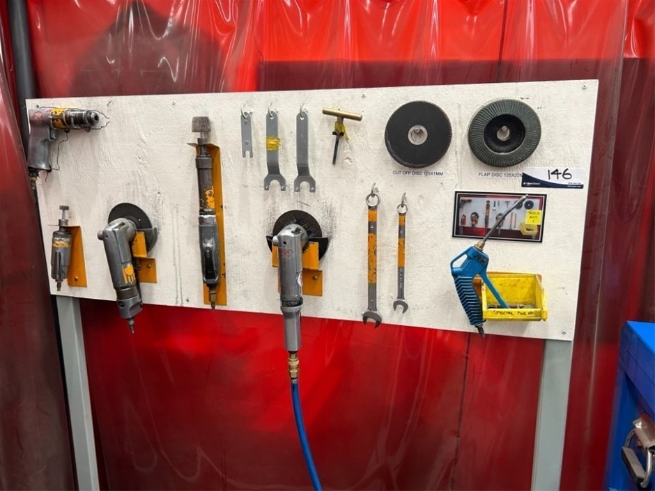 Shadowboard with 5 pneumatic tools Auction (0146-3024420) | Grays Australia