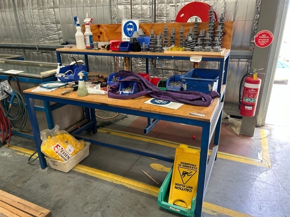 Blue steel multi-level work bench Auction (0623-3024591) | Grays Australia