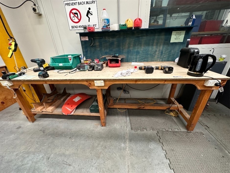 Timber frame work bench, with undershelf 3000mm * 900mm Auction (0709 ...