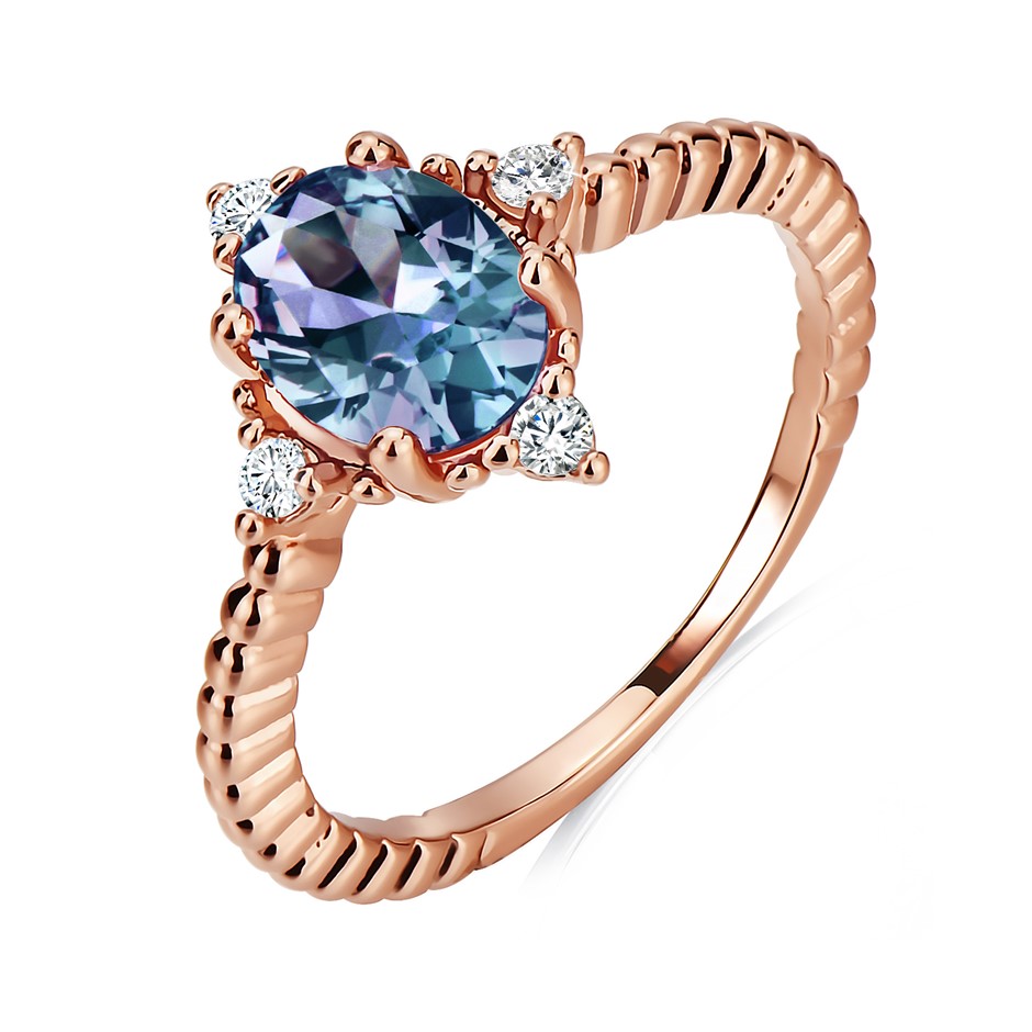 Elegant 18k Rose Gold Vermeil Alexandrite 1.00-carat Ring size 7 ...