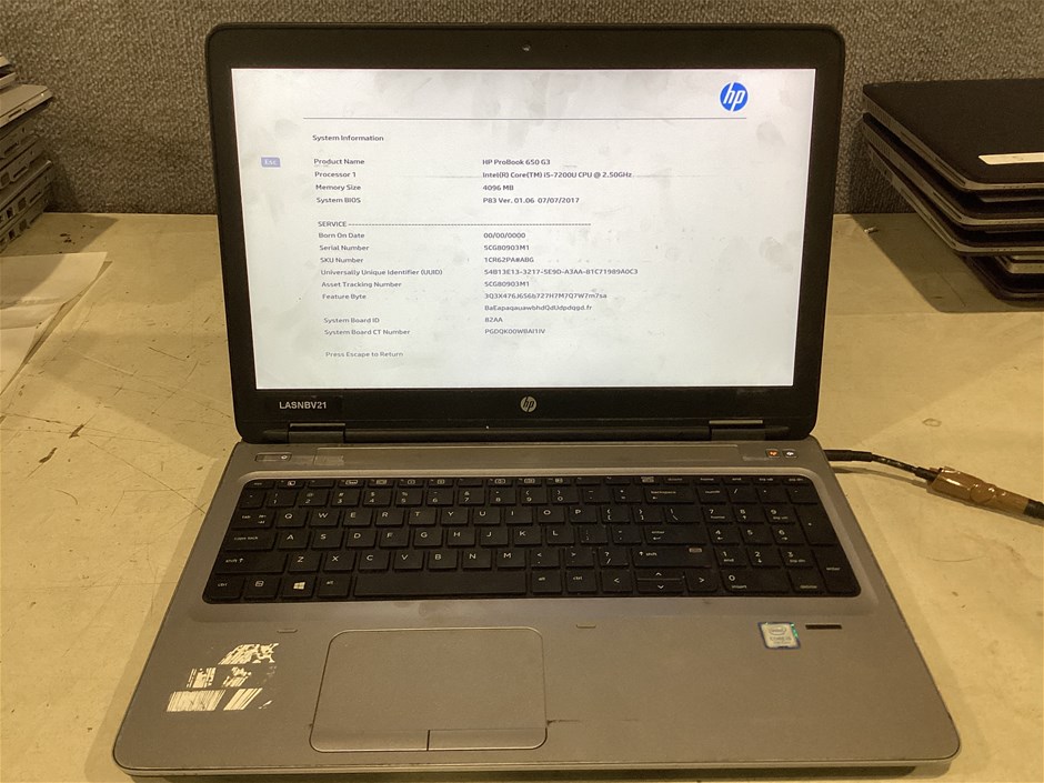Hewlett-Packard Pro Book 650G3 Laptop Computer Auction (0032-8016986 ...