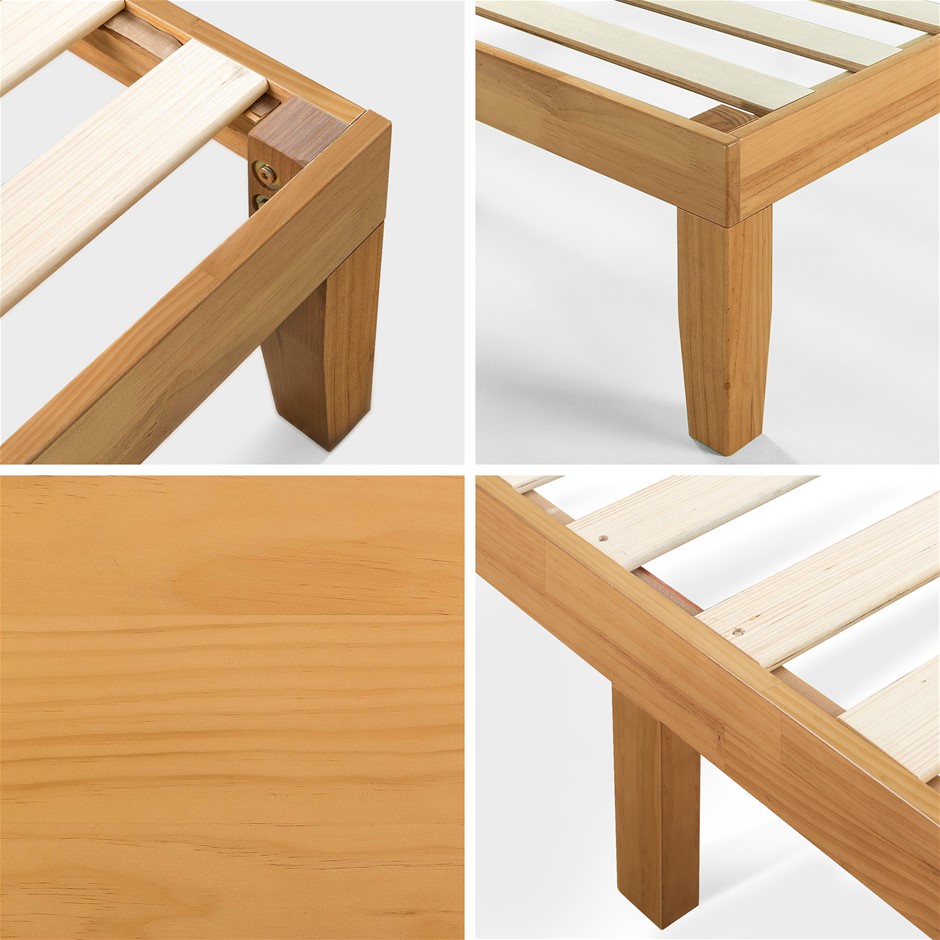 Zinus Moiz 35cm Wood Bed Frame Base Natural Double King Queen Size Auction 0117 2187550 Grays Australia