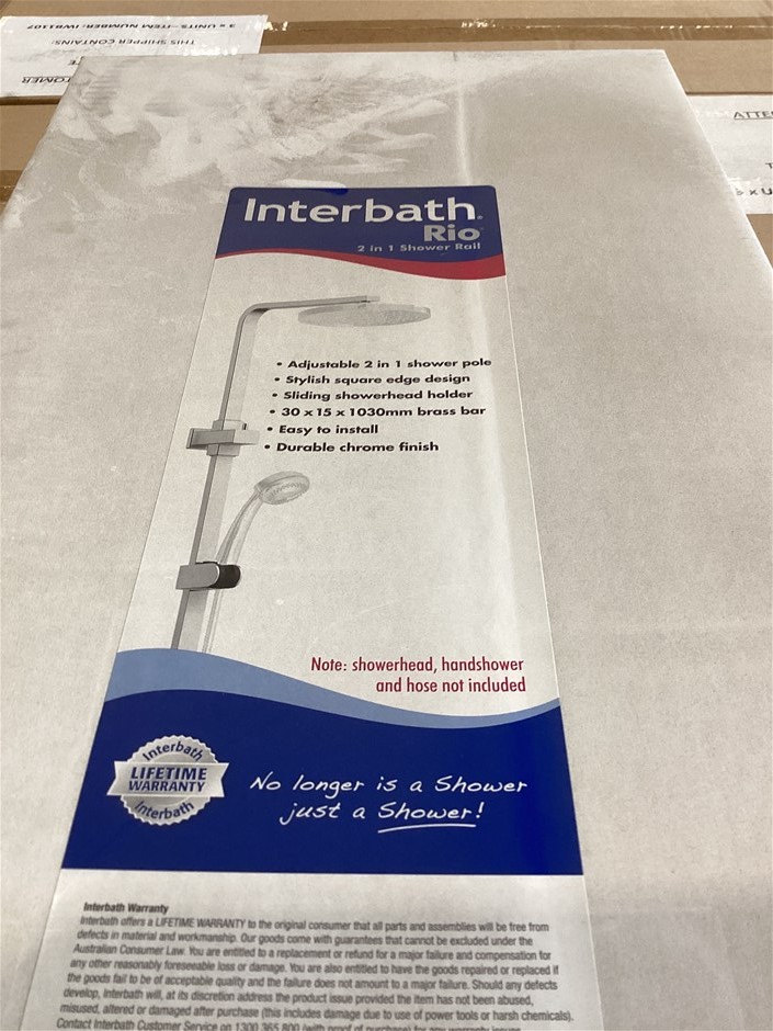 Interbath Rio 2 In 1 Shower Rail Auction (0027-8017057) | Grays Australia