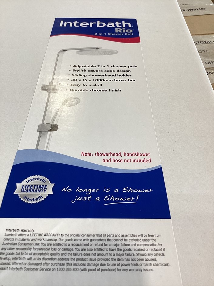 Interbath Rio 2 In 1 Shower Rail Auction (0029-8017057) | Grays Australia