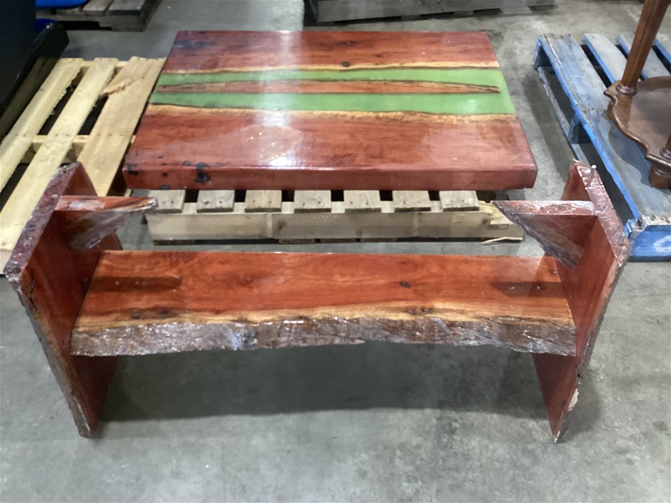 Red Gum Slab Table With Resin Auction (0132-8017123) | Grays Australia