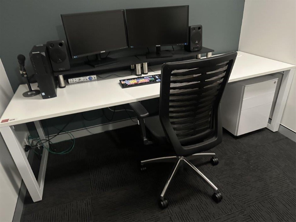 Assorted office furniture Including: 1 x loop leg single workstation ...